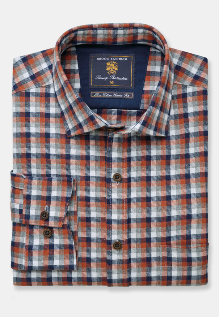 Brook Taverner Ginger Check Melange Shirt 4268