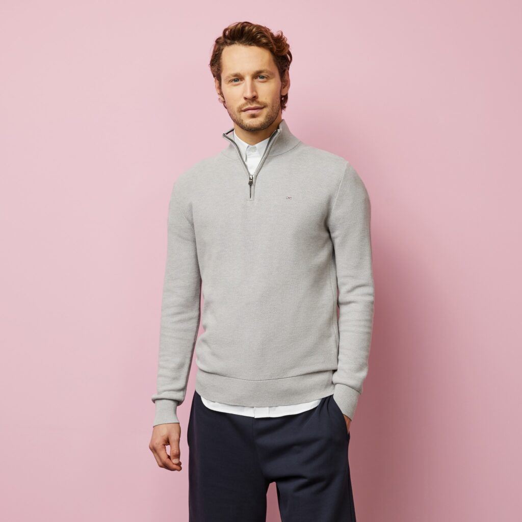 Eden Park Light Grey 1/4 Zip Jumper