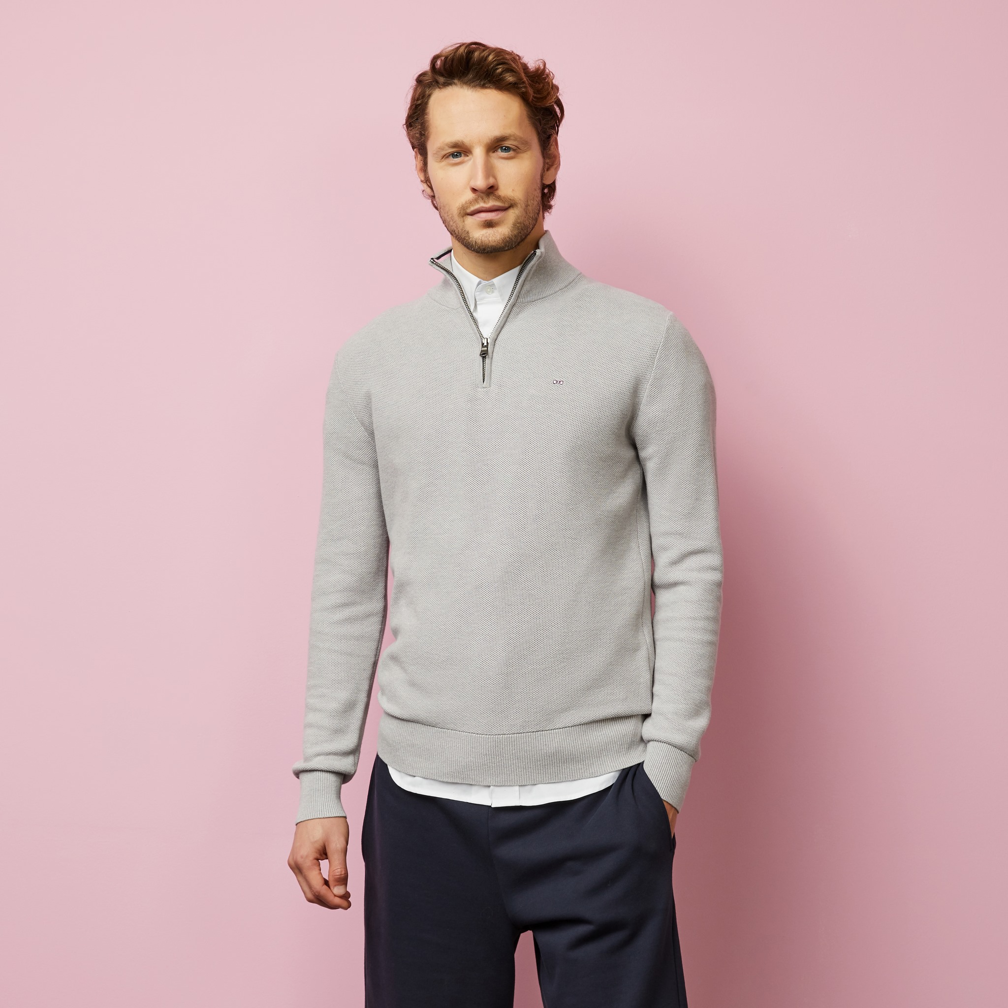 Eden Park Light Grey 1/4 Zip Jumper