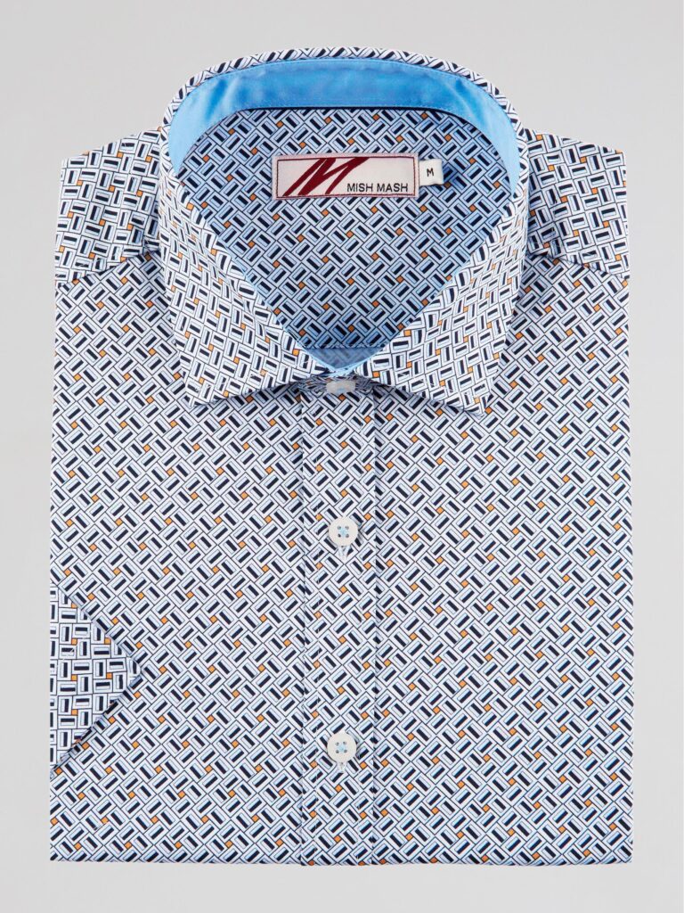 Mish Mash Heron Rectangular Pattern Short Sleeve Shirt