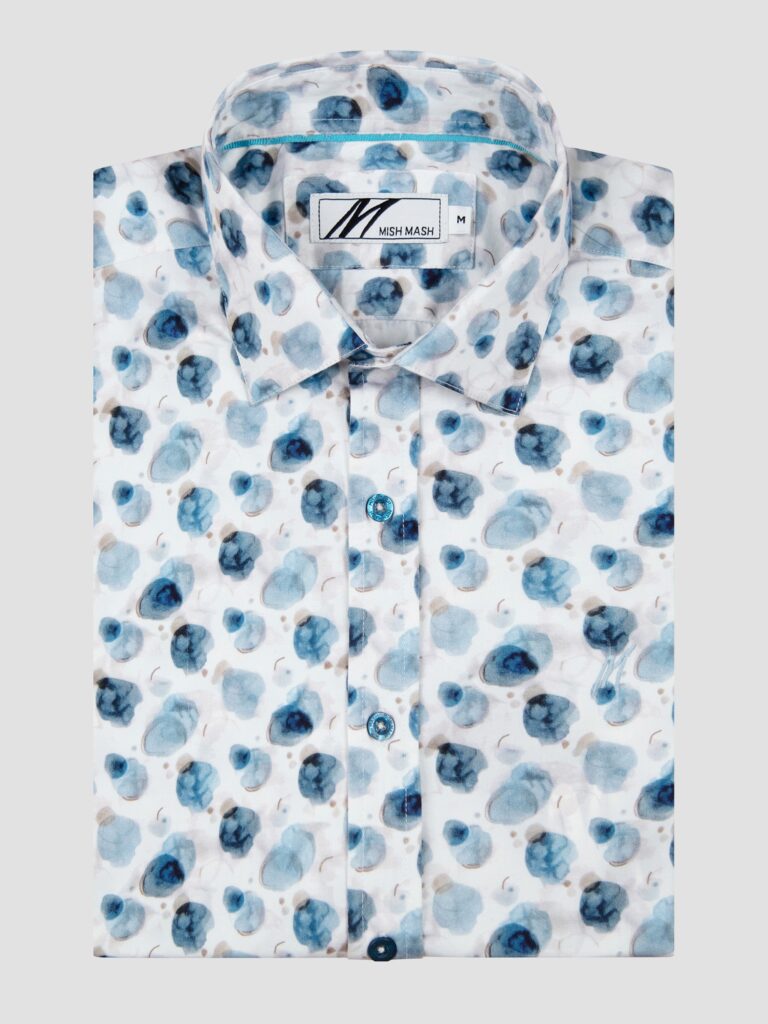 Mish Mash Ocean White & Blue Short Sleeve Shirt