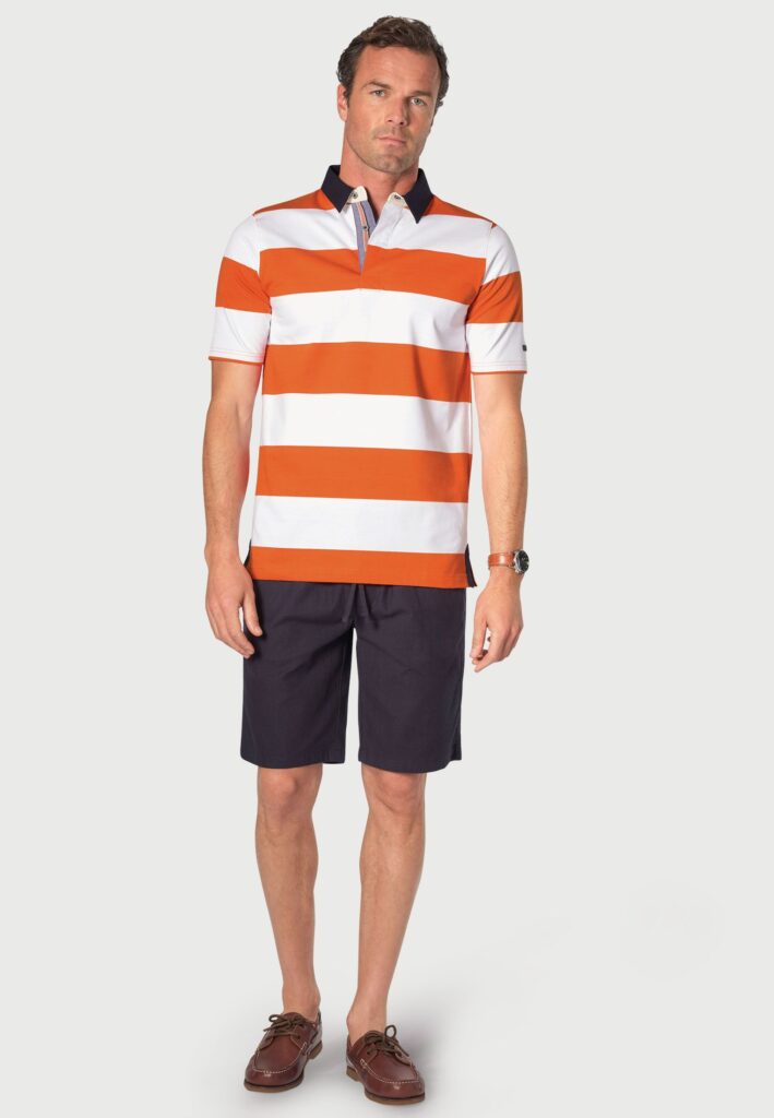 Brook Taverner Short Sleeve Orange & White Rugby Polo